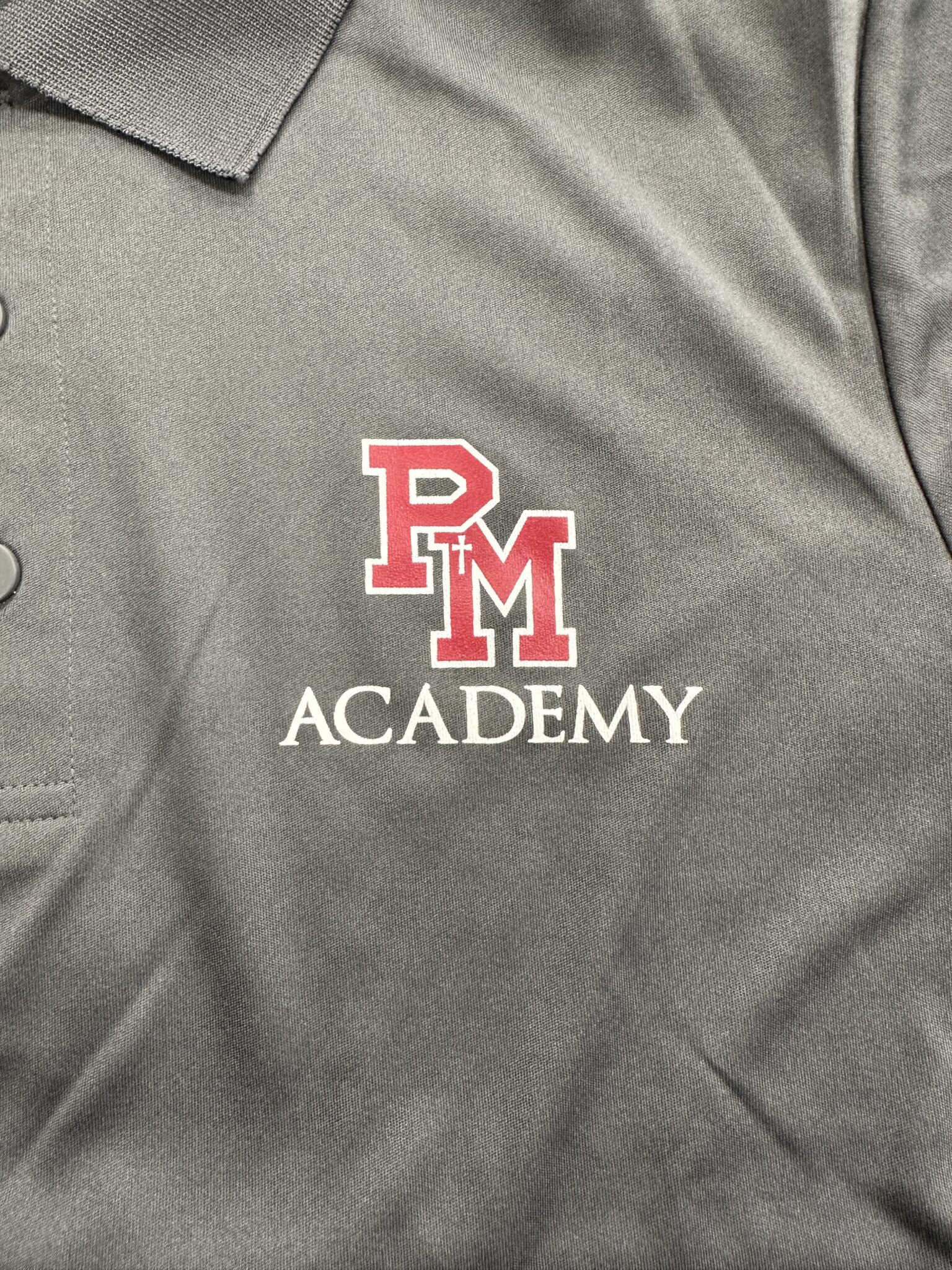 BOYS CHARCOAL GRAY DRI-FIT POLO WITH St. Pius X St. Matthias LOGO ...