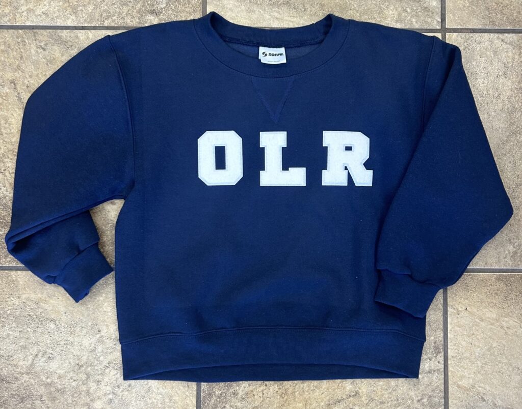 NAVY CREWNECK SWEATSHIRT WITH OLR CHENILLE LETTERS – Michael’s School ...