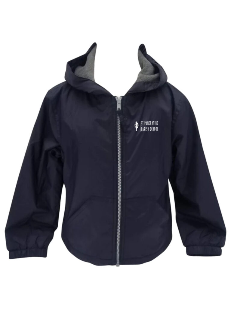 NAVY RAIN JACKET W/ST Pancratius Logo – Michael’s School Uniforms