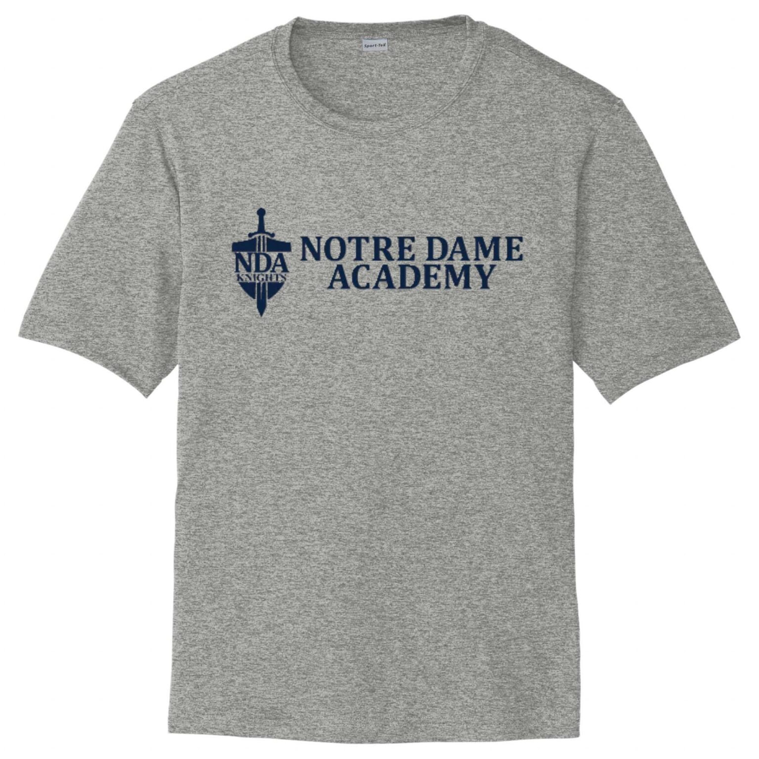 Heather Grey Sport t-shirt w/NDA elem. logo – Michael’s School Uniforms
